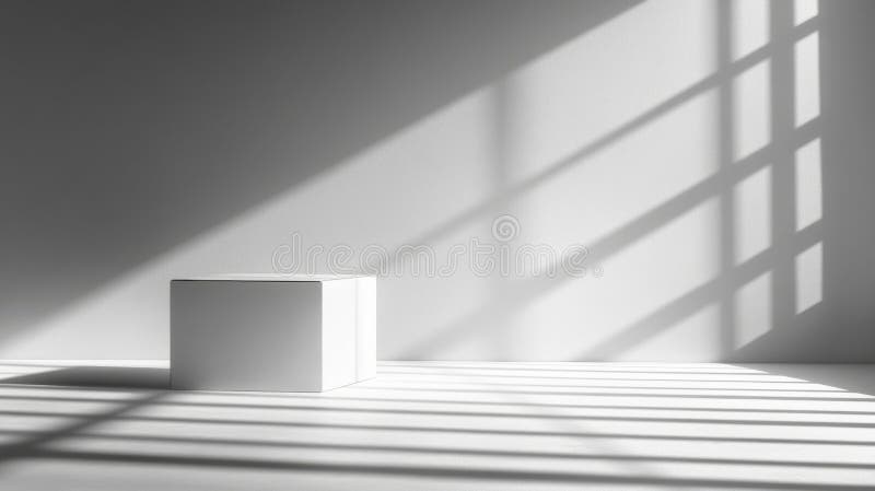 Empty White Display Platform in Modern Studio Stock Illustration ...
