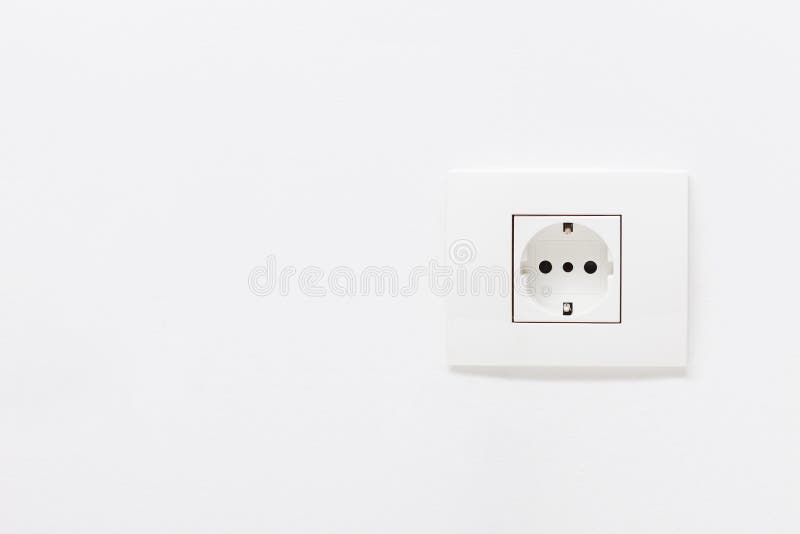 Empty White Electric Socket on a White Wall Stock Photo - Image of ...