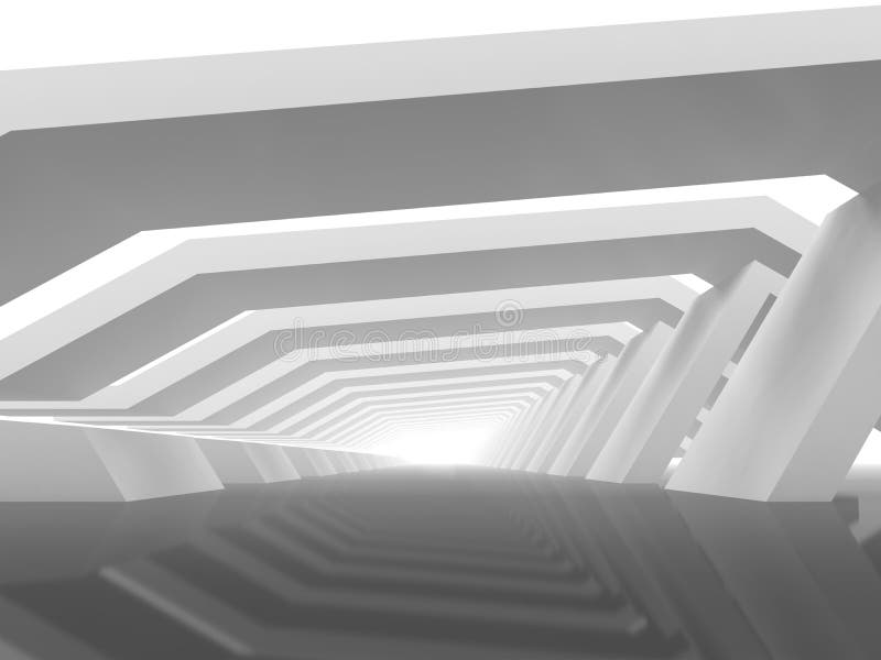 Empty White Endless Tunnel Perspective. 3d Rendering Stock Illustration ...