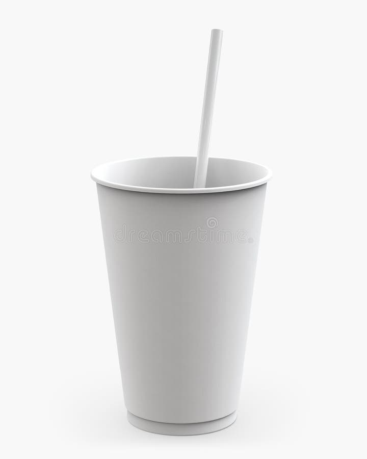 Empty White Fast Food Cup with Drinking Straw Isolated on White ...