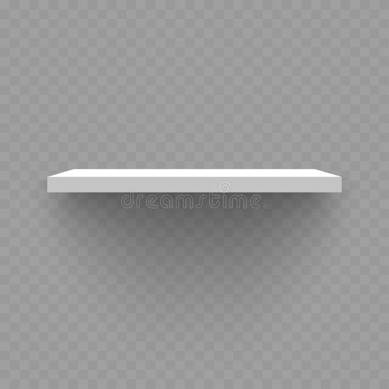 Empty White Floating Shelf on Transparent Background .Vector Stock ...
