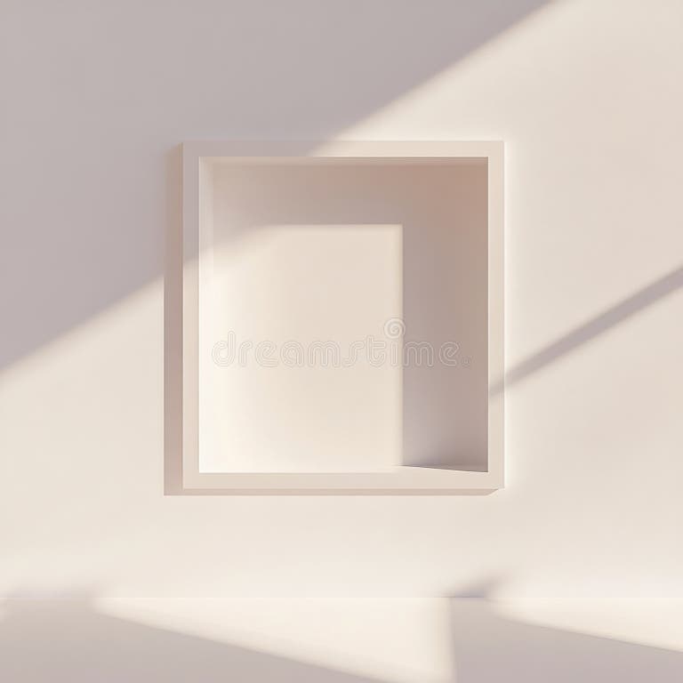 Empty White Frame with Shadow on the Wall. 3d Vector Illustration Stock ...