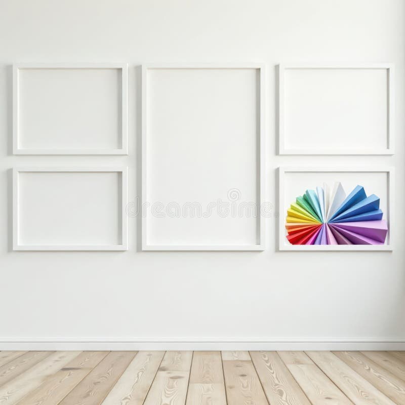 Empty White Frames on a Minimalist White Wall, Various Sizes , Design ...
