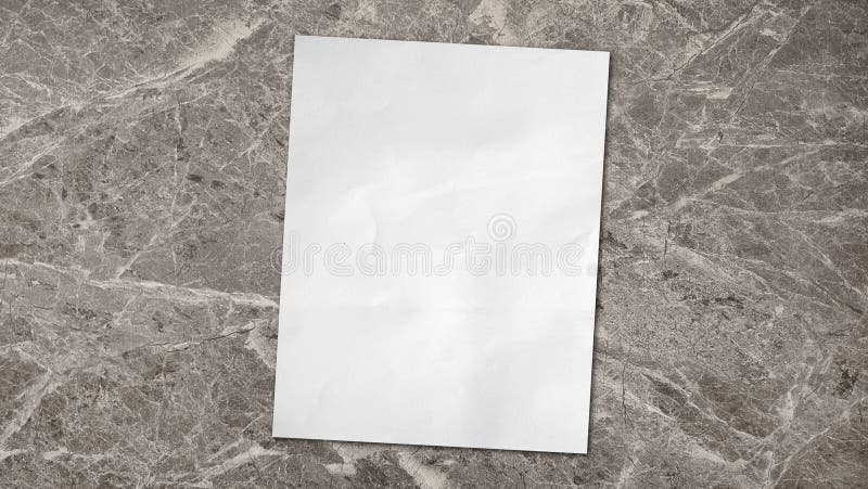 Empty White Grunge Paper Sheet Placed on Luxury Grey Emperador Marble ...