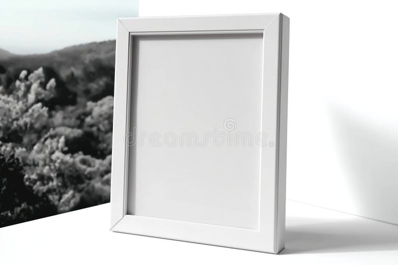 Empty White Instant Photo Frame Stands Upright on White Surface. Subtle ...