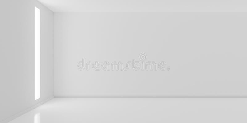 Empty White Interior Room with Light from Window on the Left Walll ...