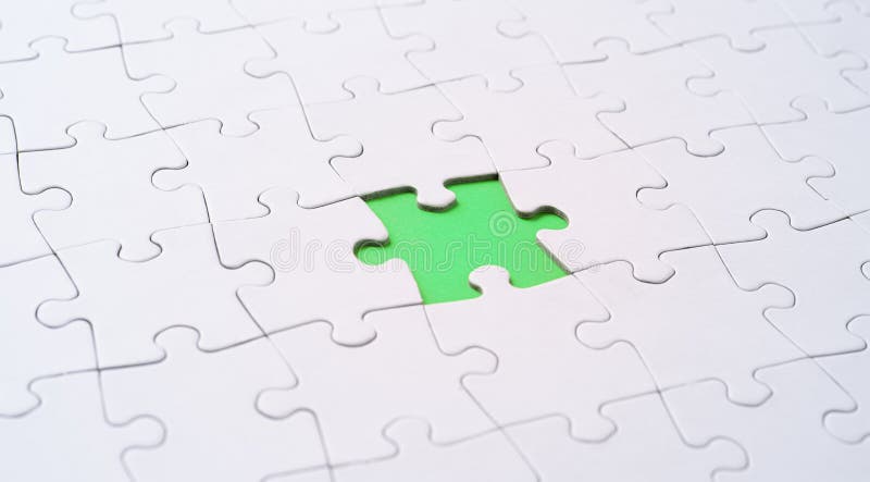 Empty White Jigsaw Puzzle with Missing Piece Stock Image - Image of ...