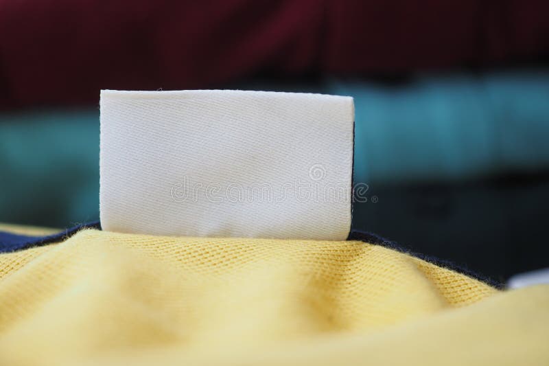 Empty White Label on a Cloth Stock Photo - Image of business, closeup ...