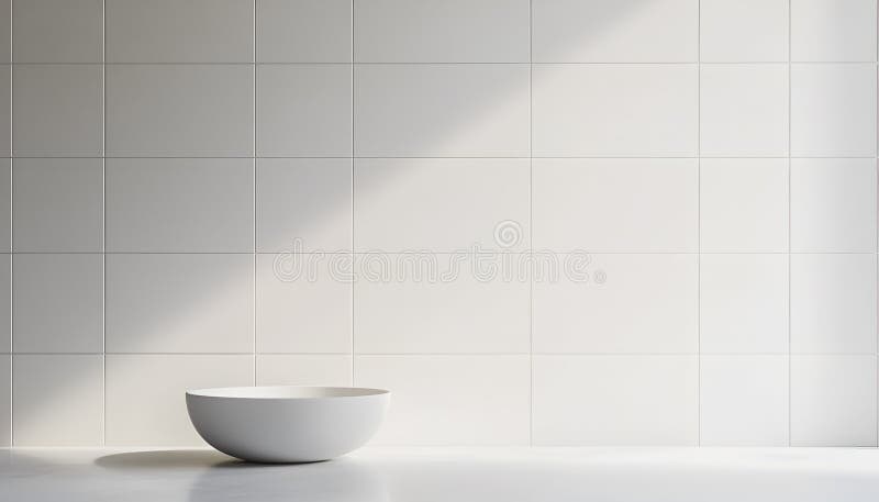Empty White Laminated Surface Over Blurred Square Ceramic Tile Wall ...