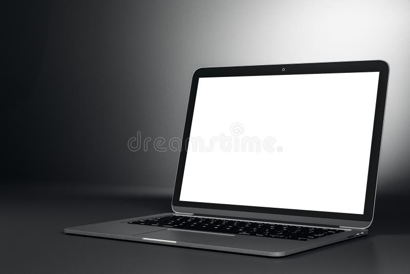 Empty white laptop closeup editorial photography. Illustration of frame ...