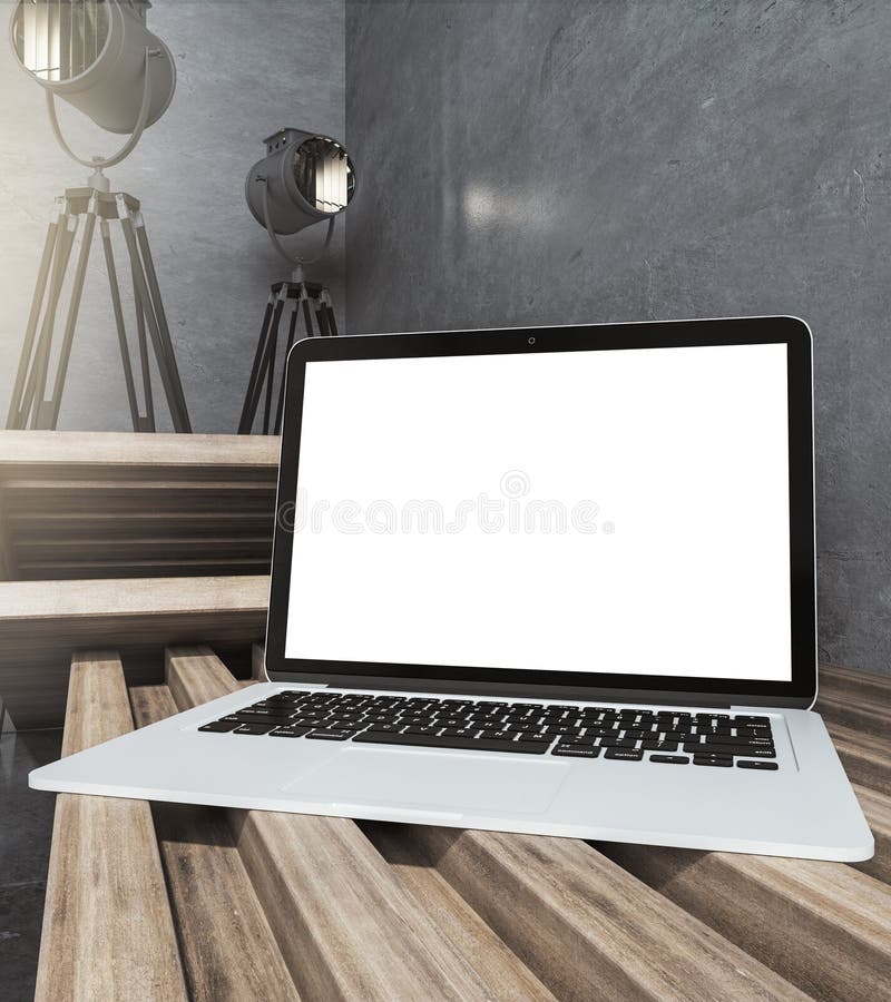 Empty white laptop editorial photography. Illustration of background ...