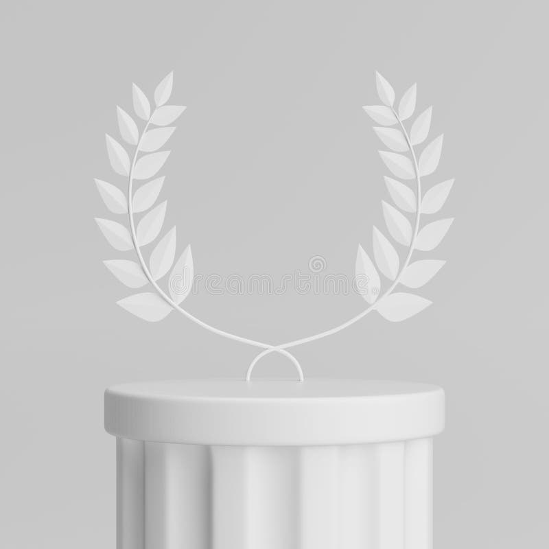 Empty White Laurel Winner First Place Stage Mockup in Clay Style. 3d ...