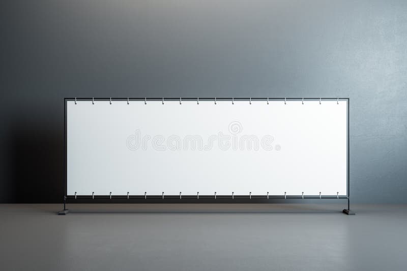 Empty White Long Rectangular Banner in Simple Concrete Interior ...