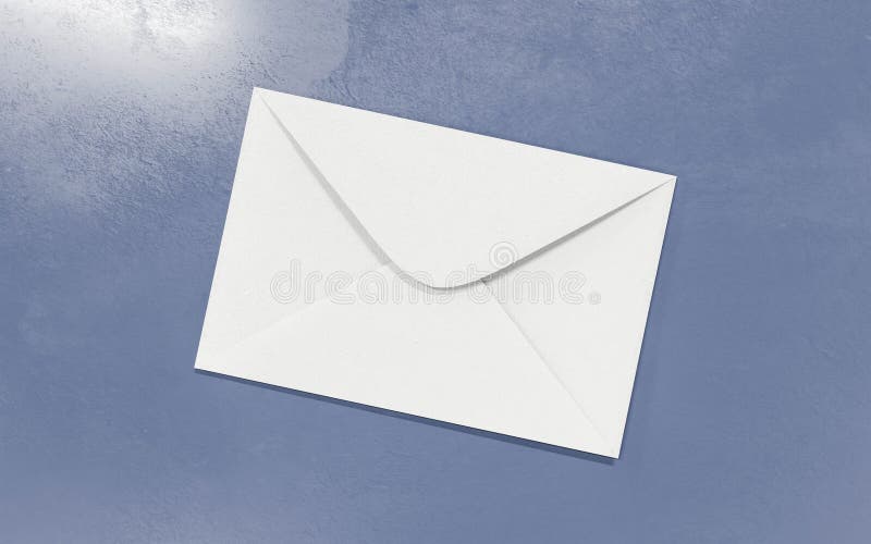 Empty White Mail Post Envelope on Blue Background with Copy Space To ...