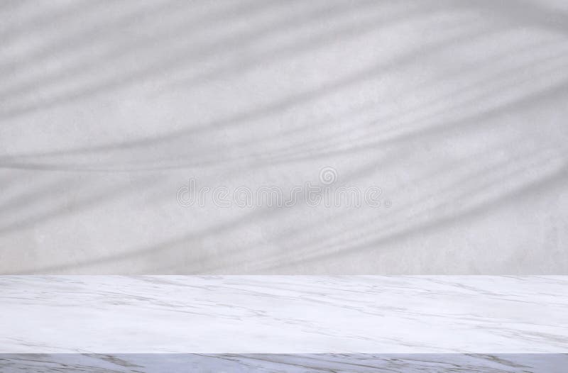 Empty White Marble Counter with Abstract Shadow Stripes on Surface of ...