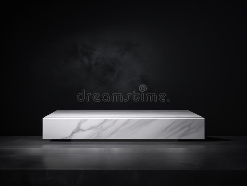 Empty White Marble Stand or Podium on Black Background Stock ...