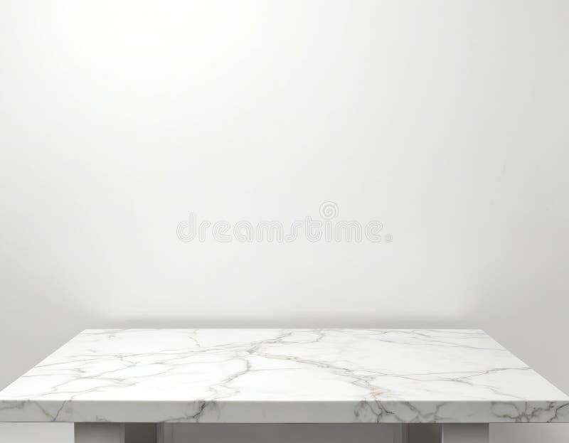 Empty White Marble Table Top, White Wall Background. Modern Interior ...