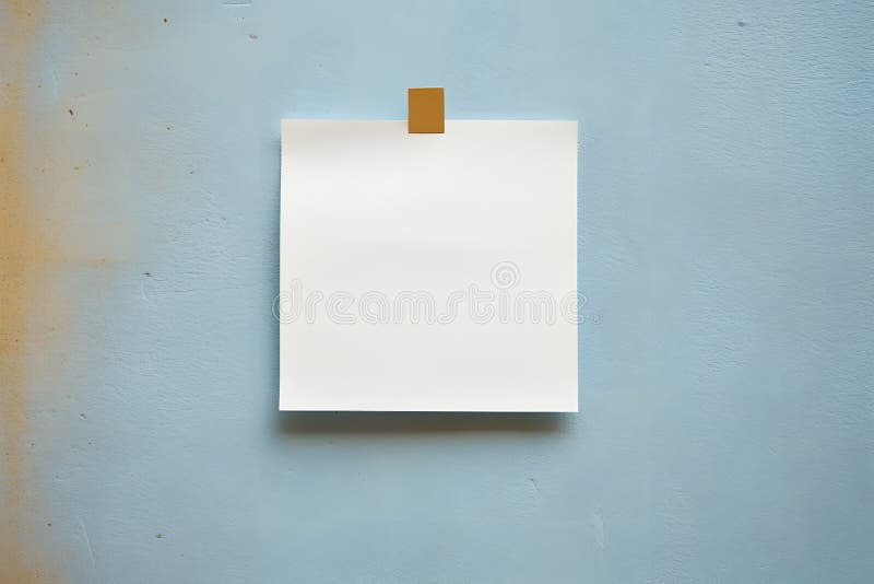 Empty White Memo Note Pad Stuck To Blue Wall Stock Illustration ...