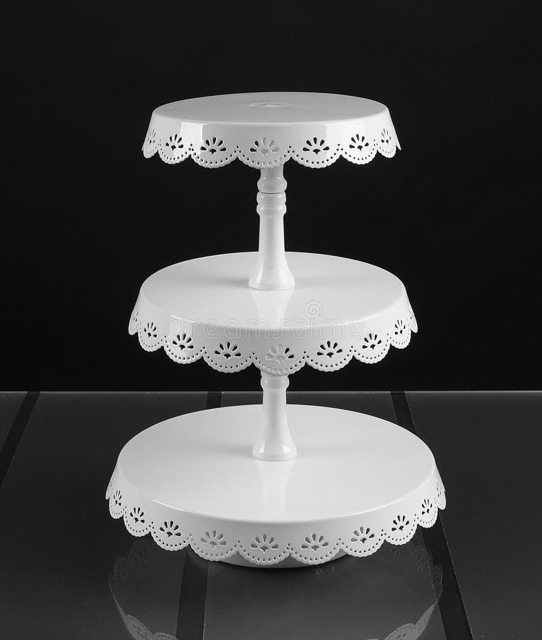 Empty White Metal Stand for Delicious Dessert Stock Photo - Image of ...