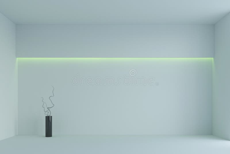 Empty White Minimalist Room with Green Backlight. 3d Rendering Stock ...