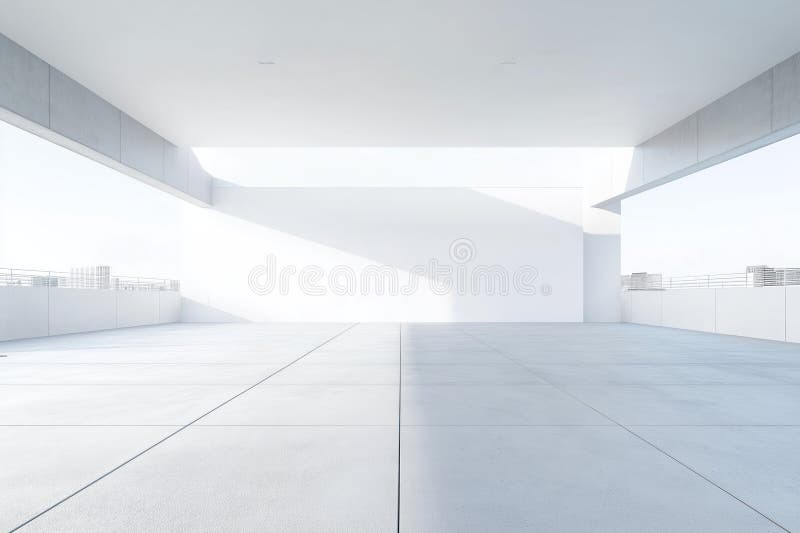 Empty White Modern Building Interior with Concrete Floor. Modern ...