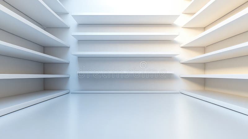 Empty White Retail Shelves Minimalist Setting Stock Photos - Free ...