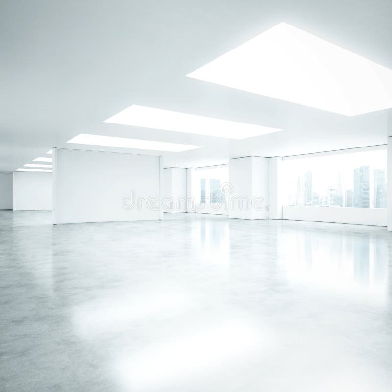 Empty White Office Interior Stock Photo - Image of large, light: 44250588