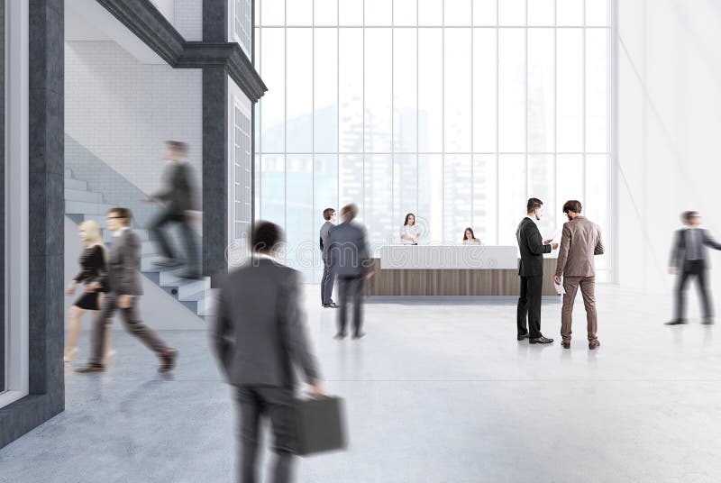 Empty White Office with a Reception People Stock Illustration ...