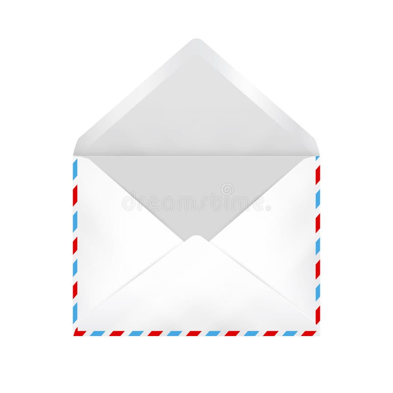 Empty White Open Envelope with Airmail Border Vector Mock Up Stock ...