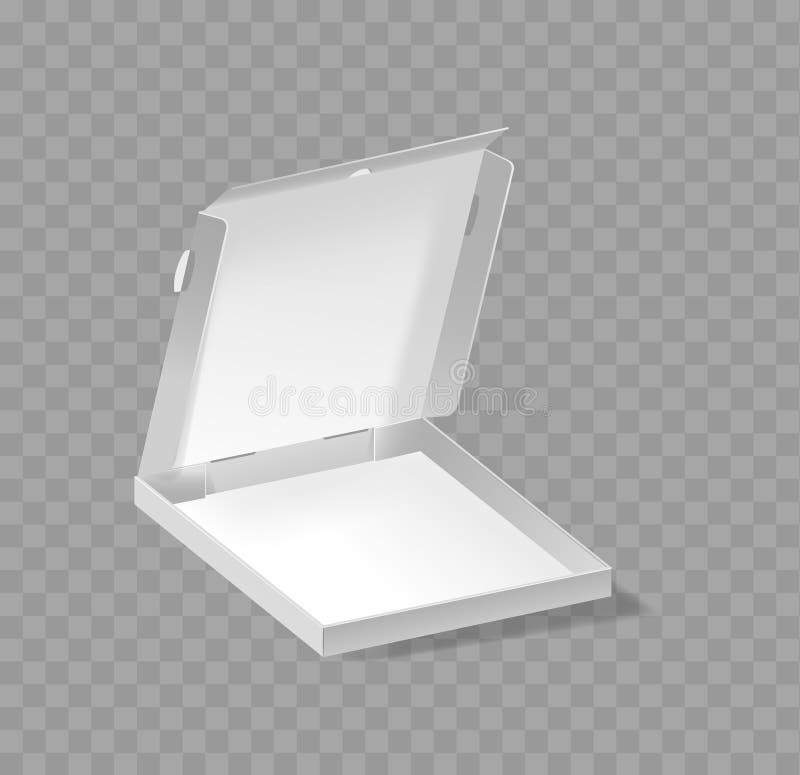 Empty White Open Pizza Box Angle View Isolated on Transparent ...