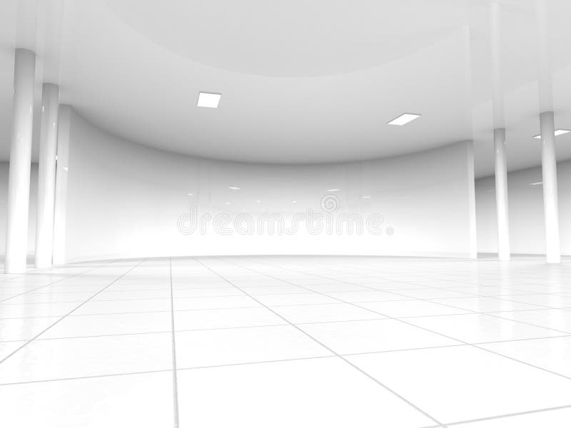 Empty White Open Space 3D Rendering Stock Illustration - Illustration ...
