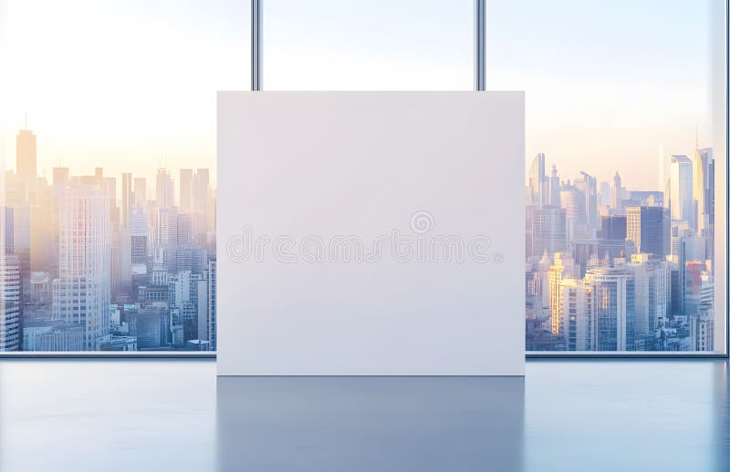 Empty White Panel Viewed from Modern Interior Space Stock Illustration ...