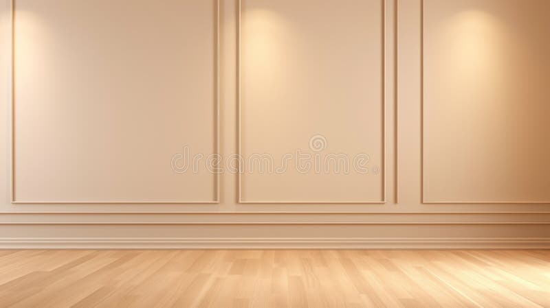 Empty White Paneling Wall Background, Classical Design, with Light ...