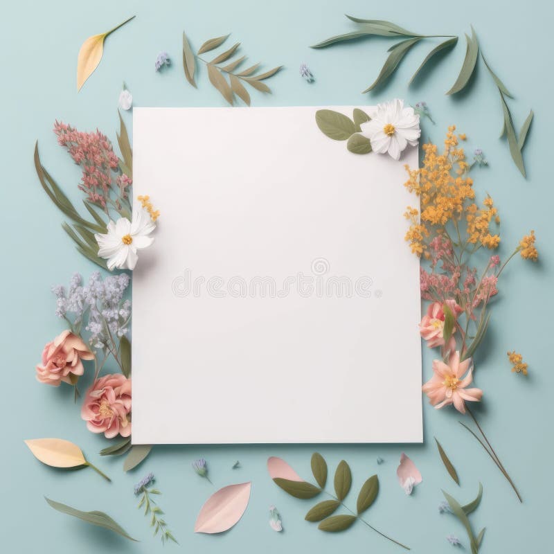 Empty White Paper Blank on a Bunch of Flowers, Generative AI Stock ...