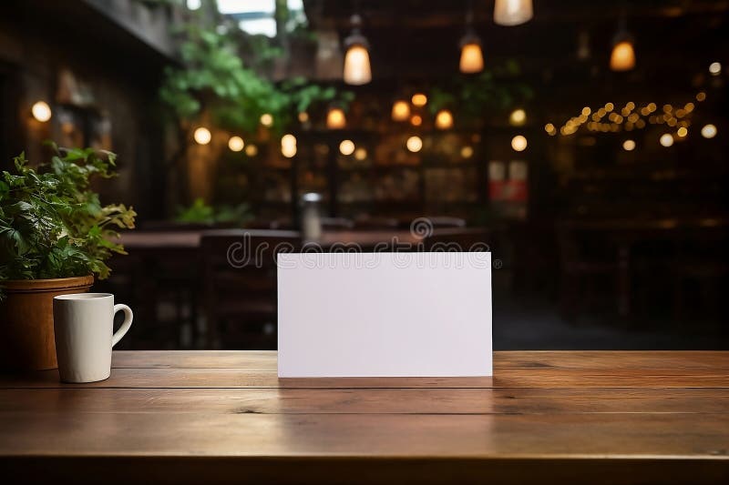 Empty White Paper Board Standing on Table Stock Illustration ...