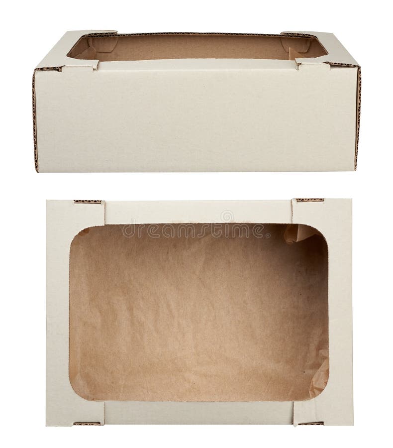 Empty White Paper Box Made of Corrugated Cardboard with Parchment Paper ...
