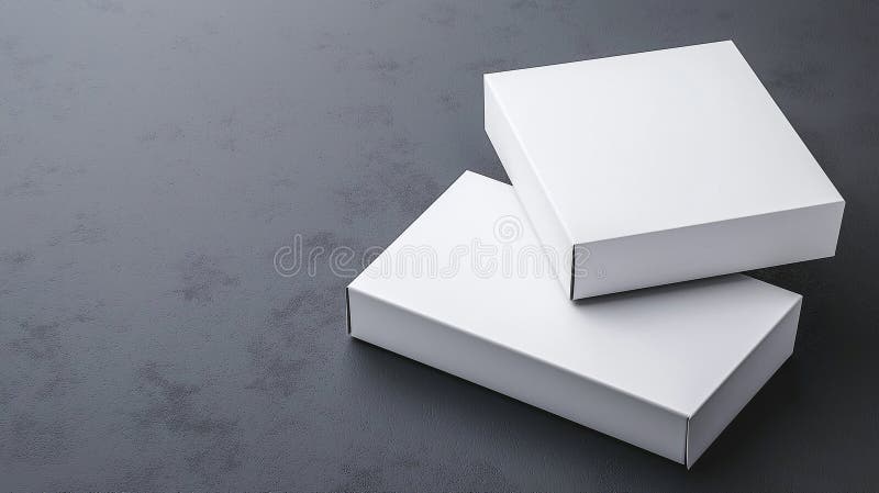 Empty White Paper Boxes Stacked on Gray Surface, Ideal for Packaging or ...