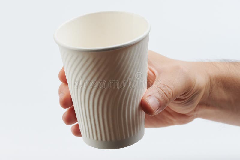 Empty White Paper Cup in Hand Stock Photo - Image of mock, away: 334744544