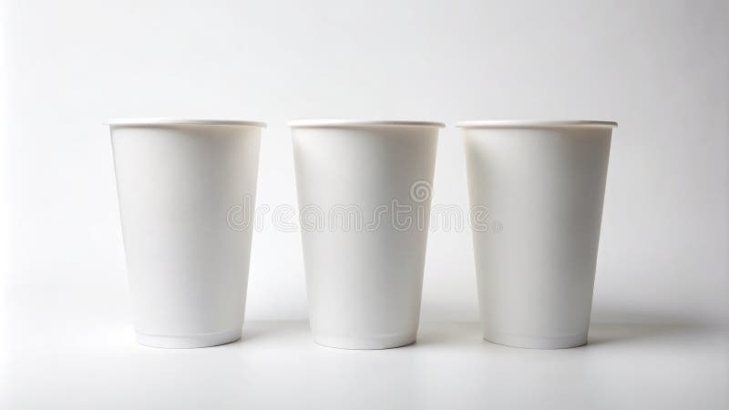 Empty White Paper Cups Minimalist Design for Coffee Tea or Dessert ...