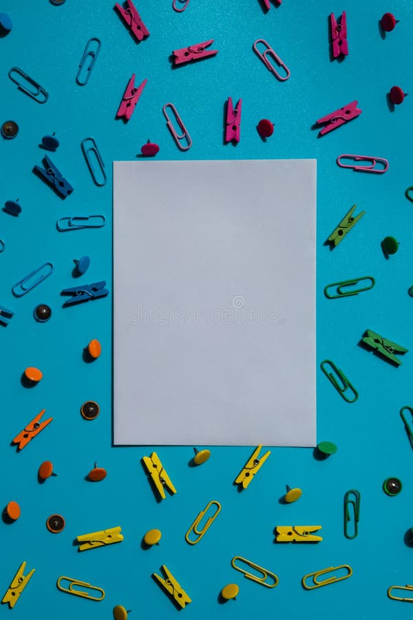 Empty White Paper Note Frame Border of School Stationery Supplies. Copy ...