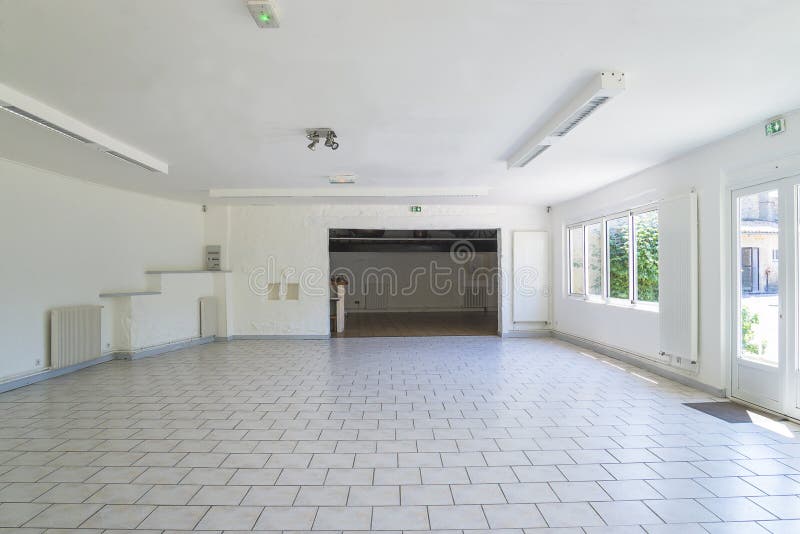 Empty white party room stock photo. Image of sunny, building - 273774348