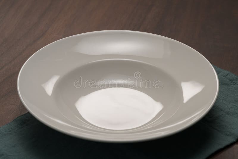 Empty White Pasta Plate on Wood Table Closeup Stock Image - Image of ...