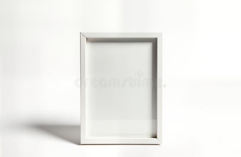 Empty White Photo Frame Stands Upright on Plain White Surface. Slight ...