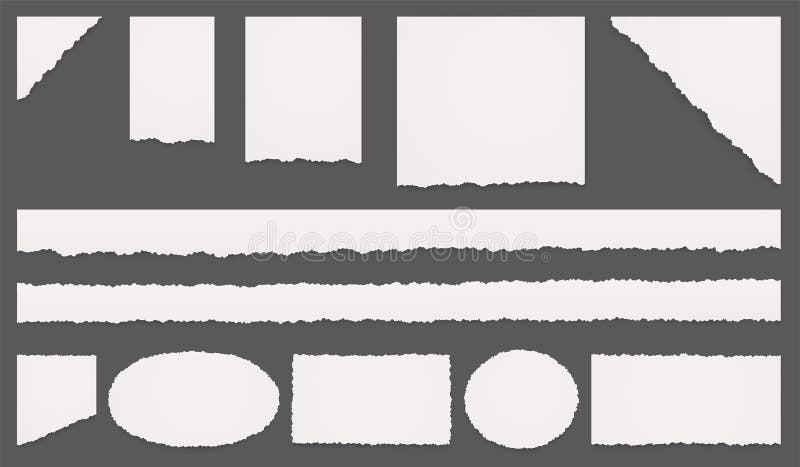 Empty White Pieces of Torn Paper. Set of Pages, Sheets with Torn Edges ...