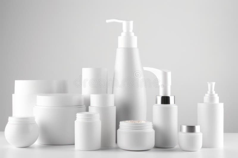 Empty White Plastic Containers for Cosmetic Products Stock Illustration ...
