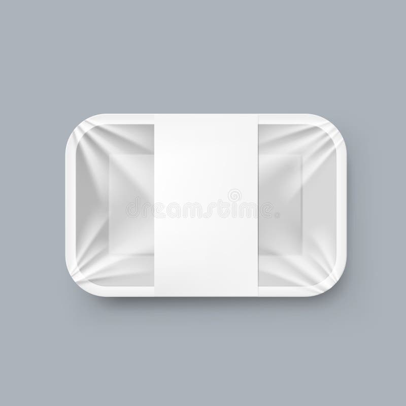 Empty White Plastic Food Container with Label Stock Vector ...
