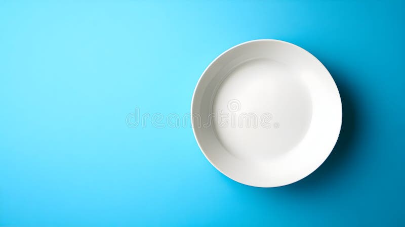 Empty White Plate on a Bright Blue Background Showcasing Minimalist ...