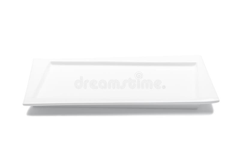 White Empty Rectangular Plate of Porcelain on a White Background Stock ...