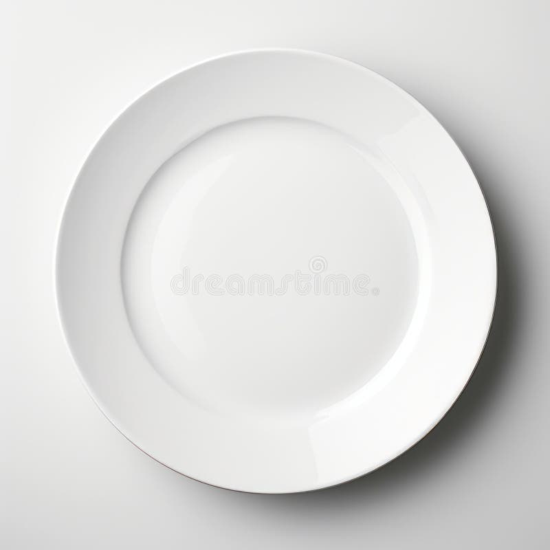 Empty White Plate Isolated - Vector Illustration in Precisionist Style ...