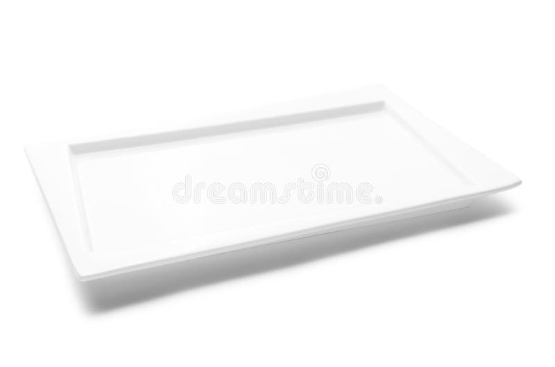 White Empty Rectangular Plate of Porcelain on a White Background Stock ...